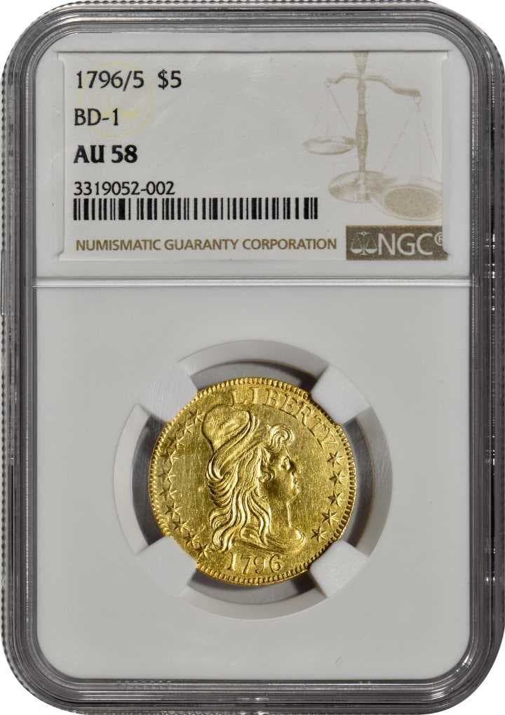 1796/5 Capped Bust Right Half Eagle. BD-1, the only known dies. Rarity ...